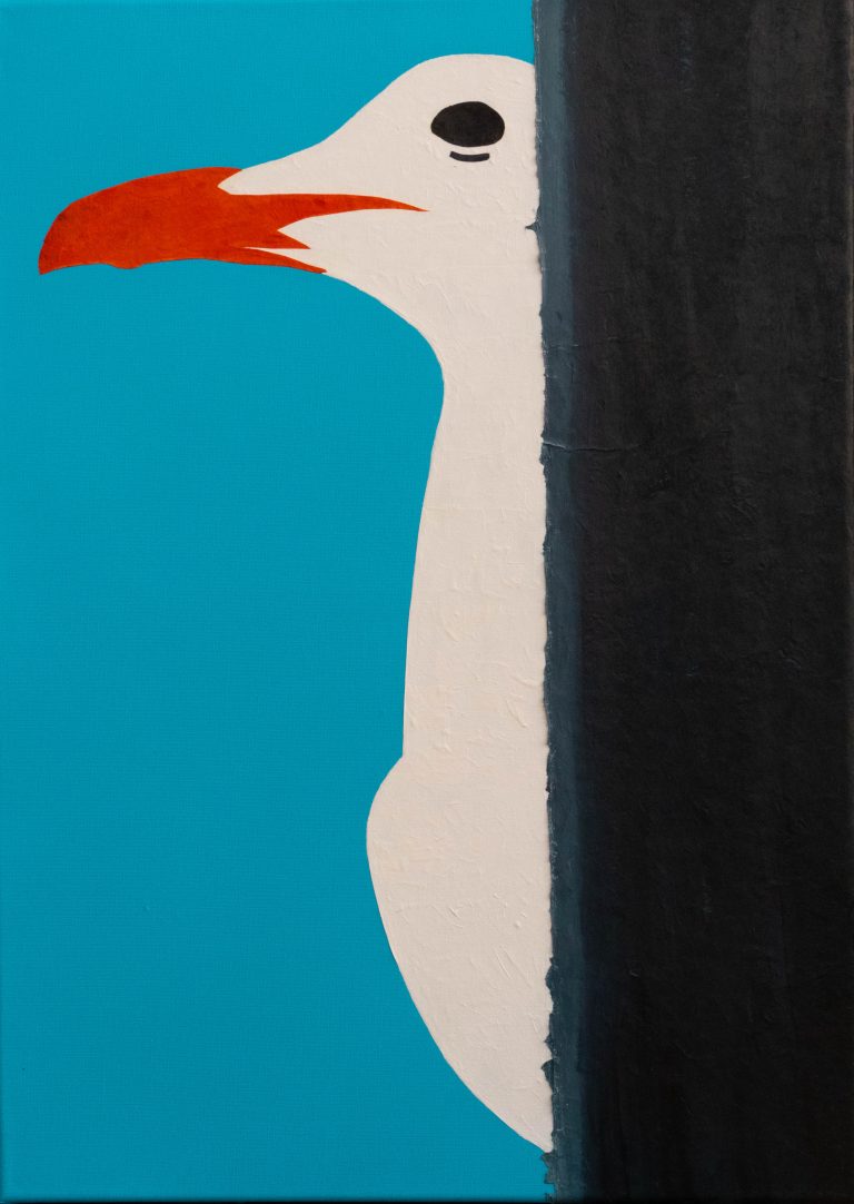 Mixed media painting, the seagull – Art-Inspirations-Musings